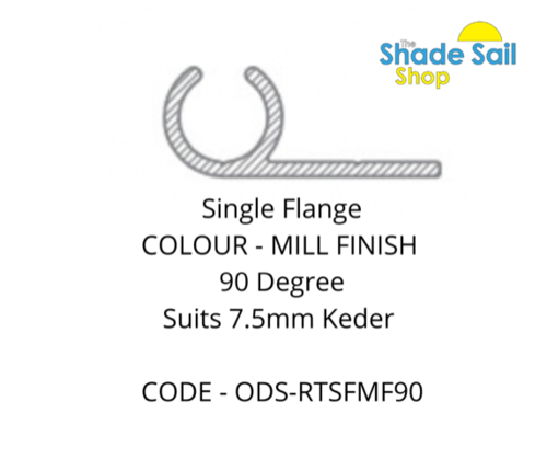 Rope Track - Single Flange - MILL- 90° Metre Lengths